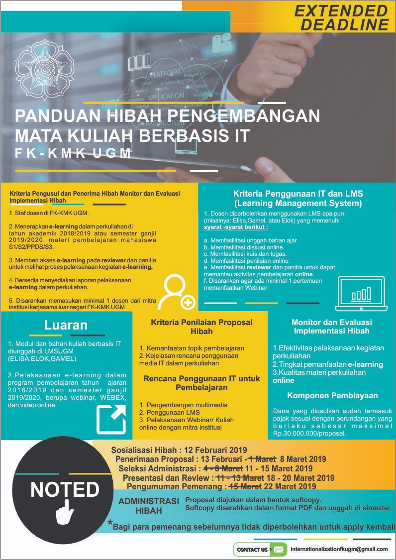 Perpanjangan Hibah Pengembangan Mata Kuliah Berbasis TI Sampai Dengan 8 Maret 2019 - FK-KMK UGM